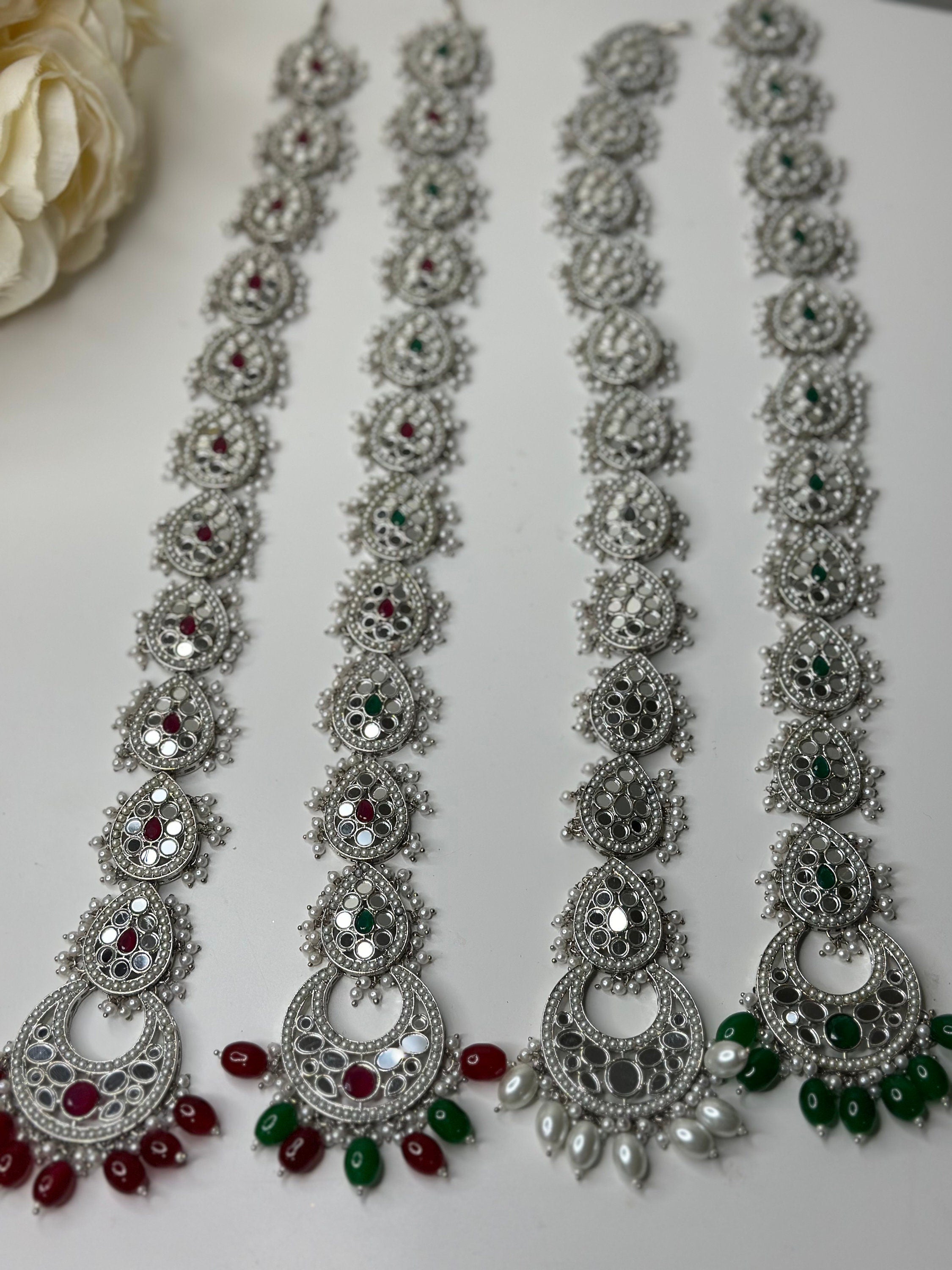 Indian Bridal Polki Kundan Silver Moti Choti Hair Accessories – iZhaar ...